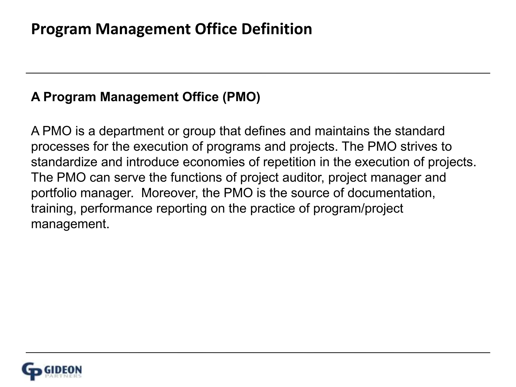 PMO Overview June 2009 | PPT