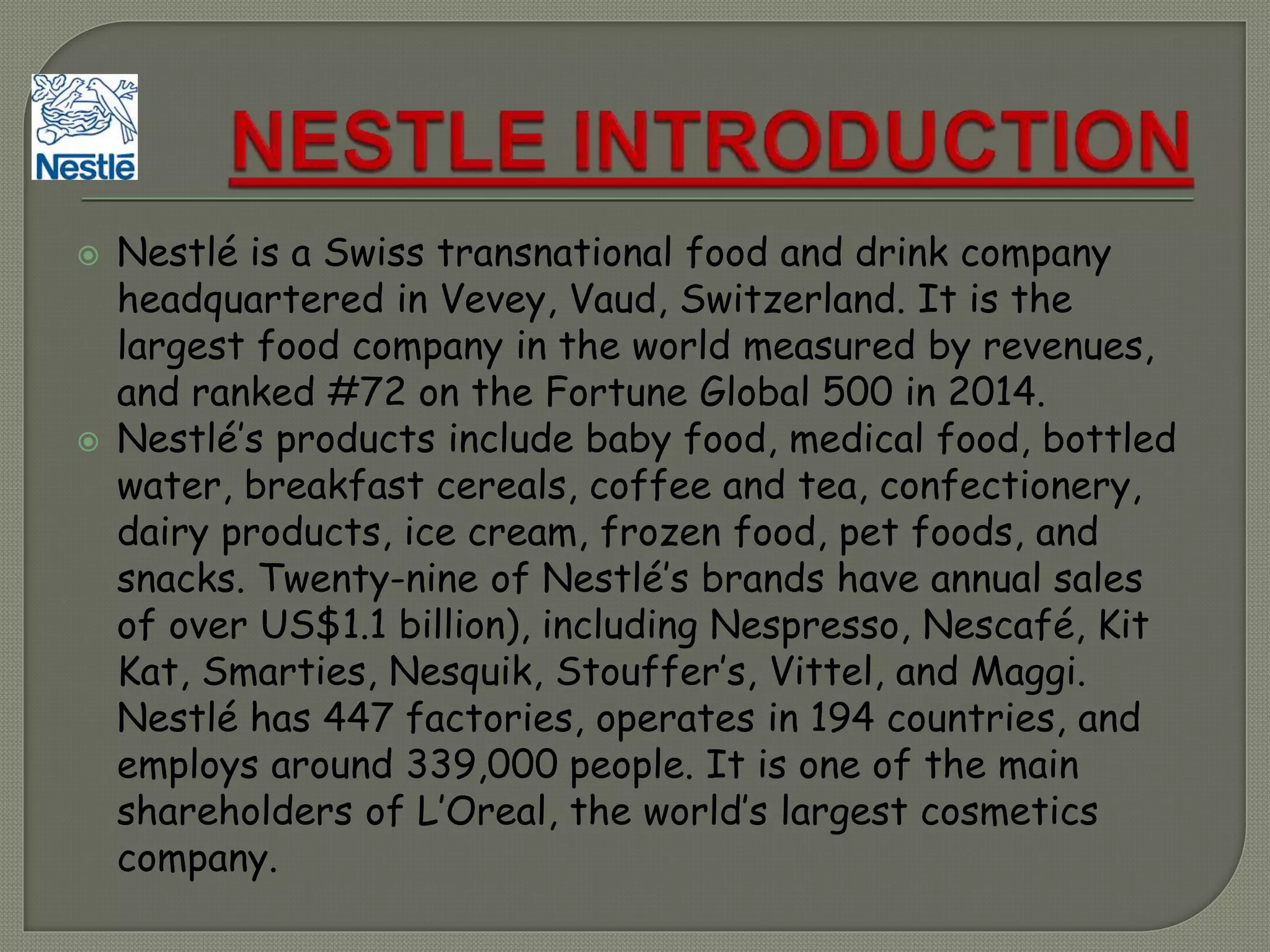 Planning strategy of Nestle with special reference to present scenario ...