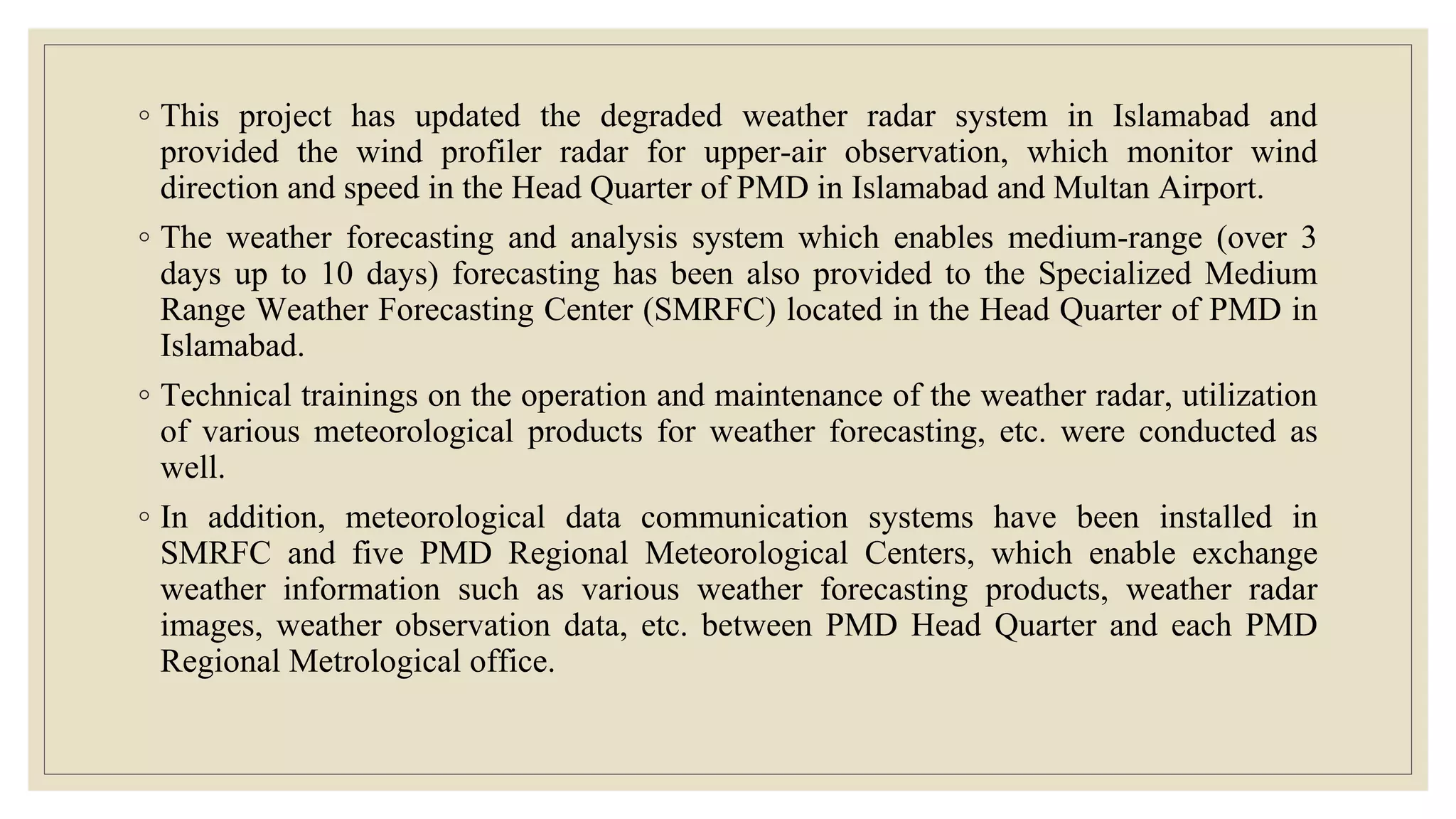 Establishment of Specialized Medium Range Weather Forecasting Center ...