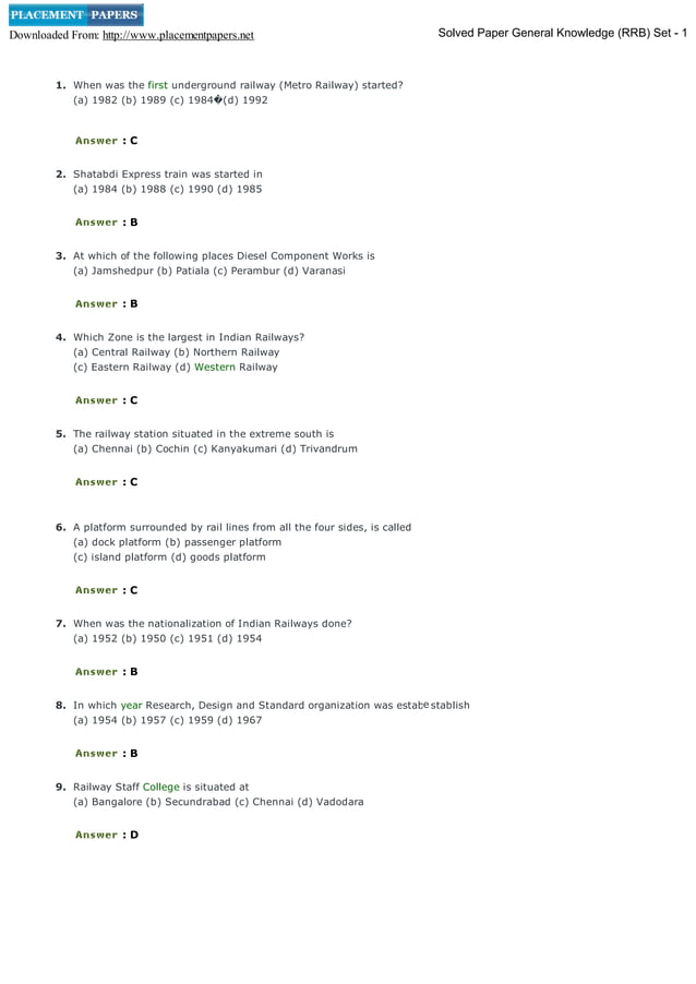 Ppnet General Knowledge Rrb I | PDF