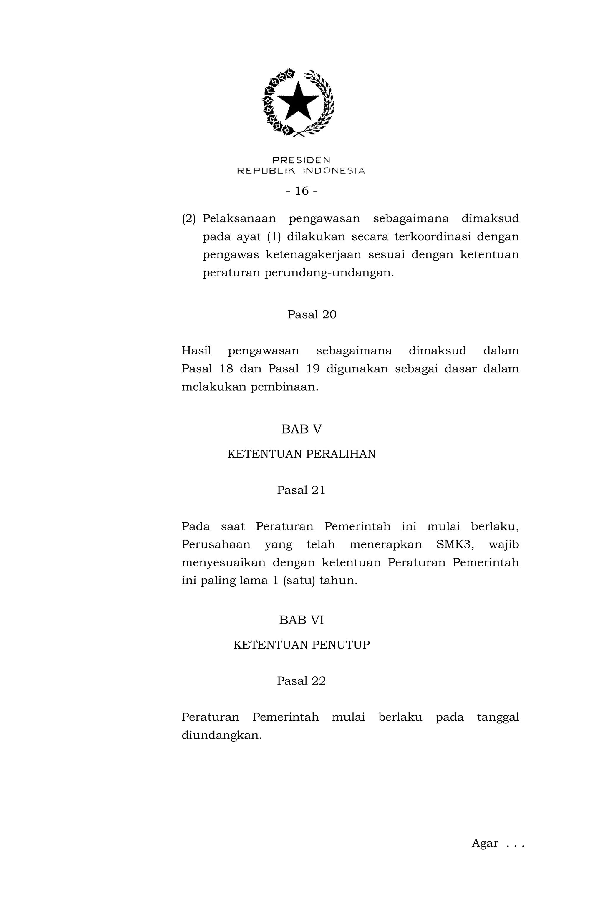 PP no. 50 tahun 2012 Tentang Penerapan SMK3 | PDF