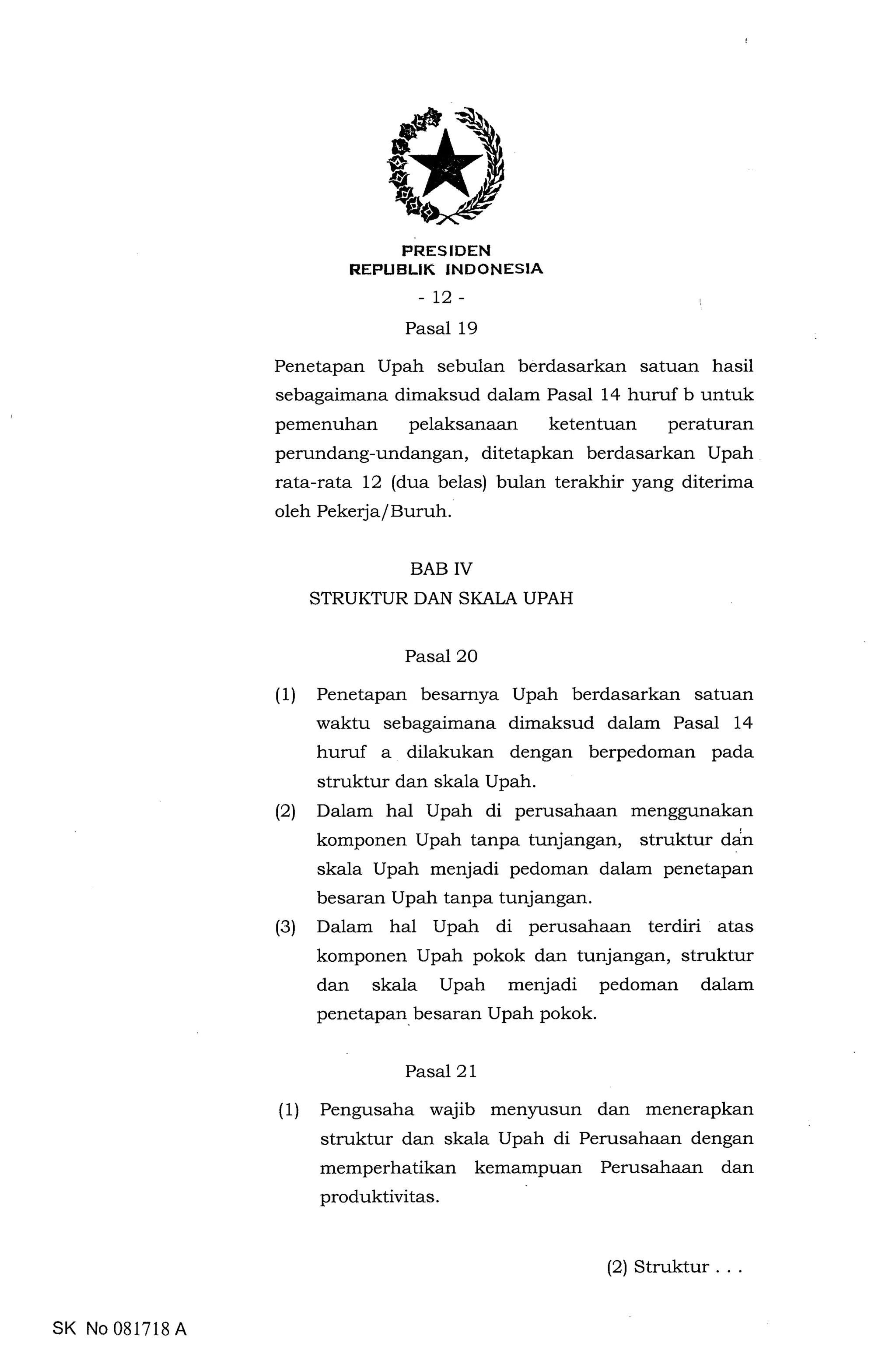 PP No. 36 Tahun 2021 Tentang Pengupahan | PDF