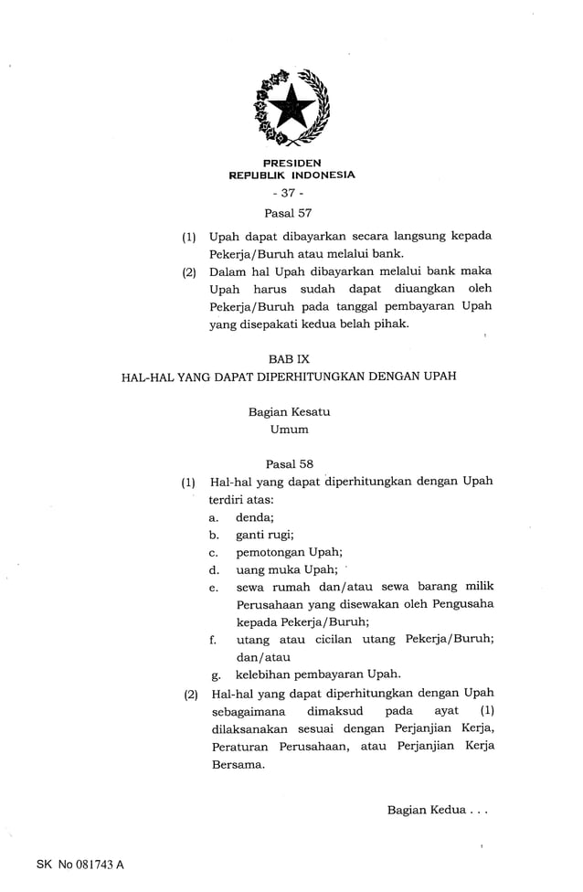 Pp No 36 Tahun 2021 Tentang Pengupahan