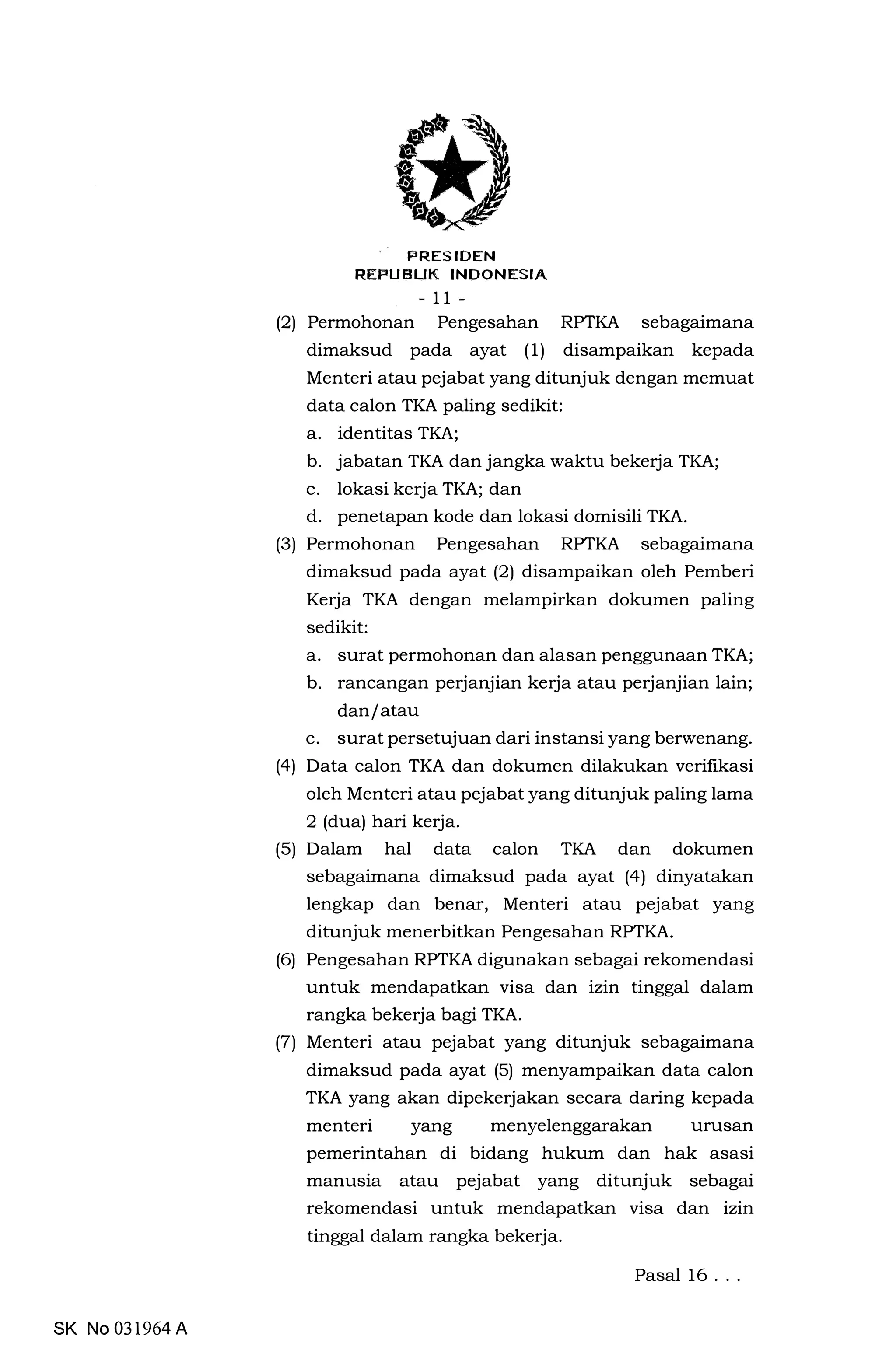 PP No. 34 Tahun 2021 Tentang Penggunaan Tenaga Kerja Asing | PDF