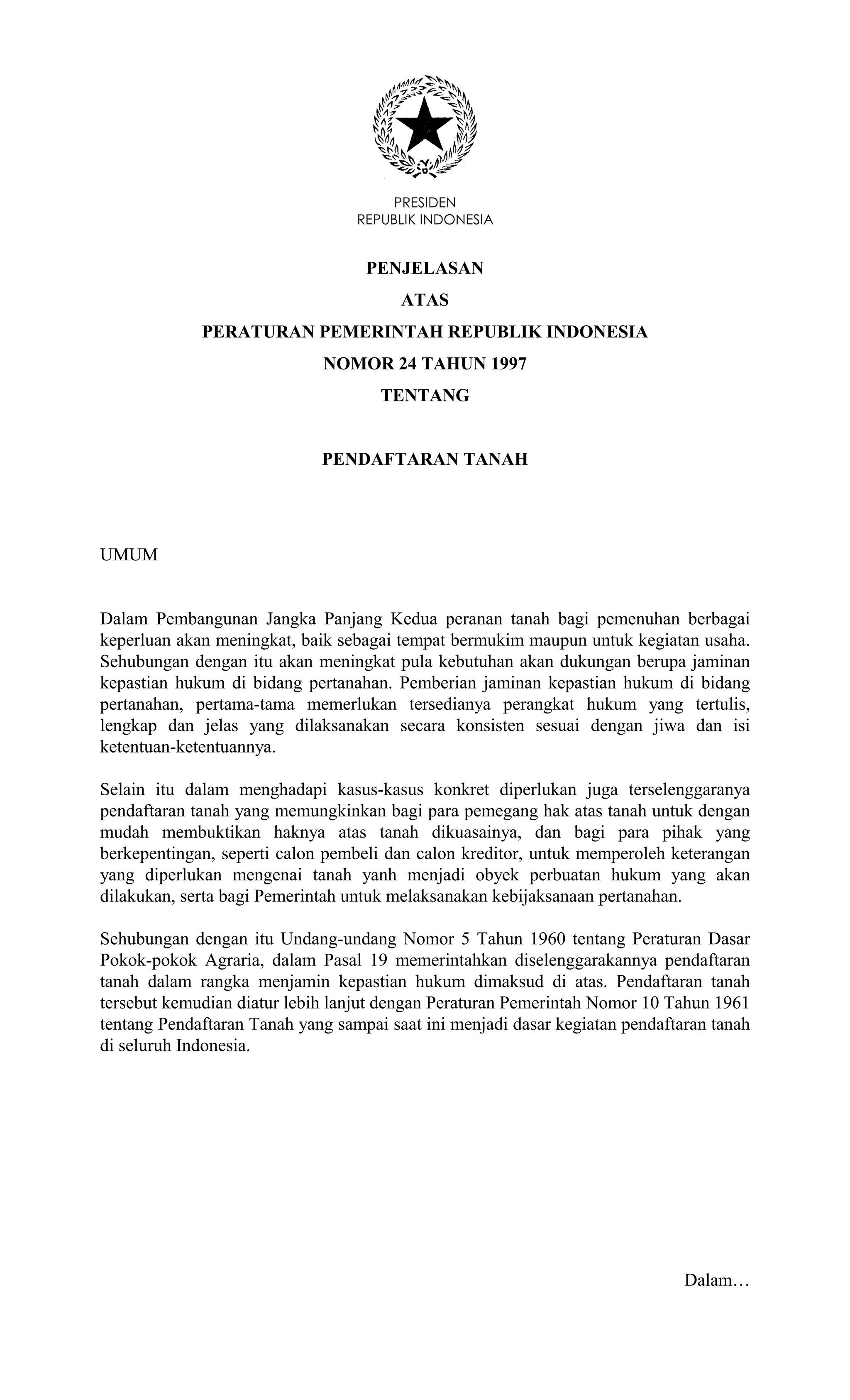 PP No. 24 Th 1997tentang pendaftaran tanah.pdf