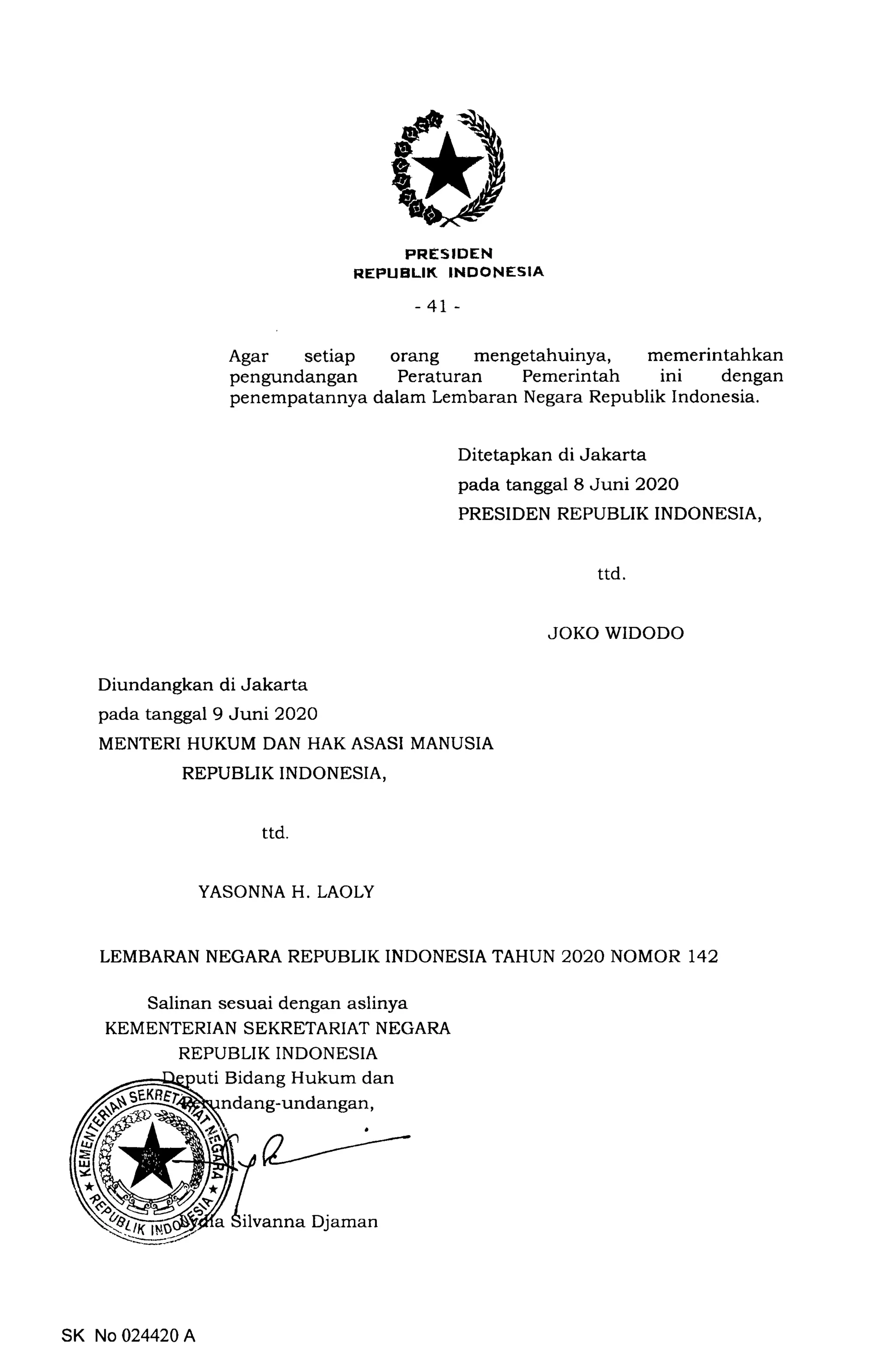 Pp Nomor 28 Tahun 2020 Pdf