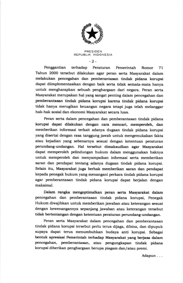 Ppnomor43tahun2018 tentang bentuk dan peran serta masyarakat | PDF