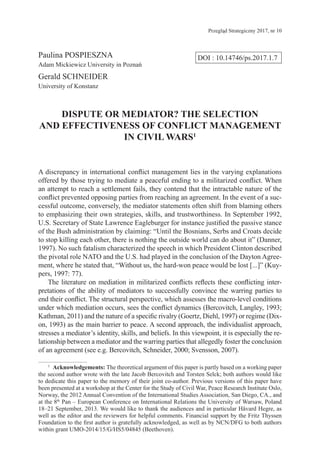 Dispute or Mediator? : The Selection and Effectiveness of Conflict ...