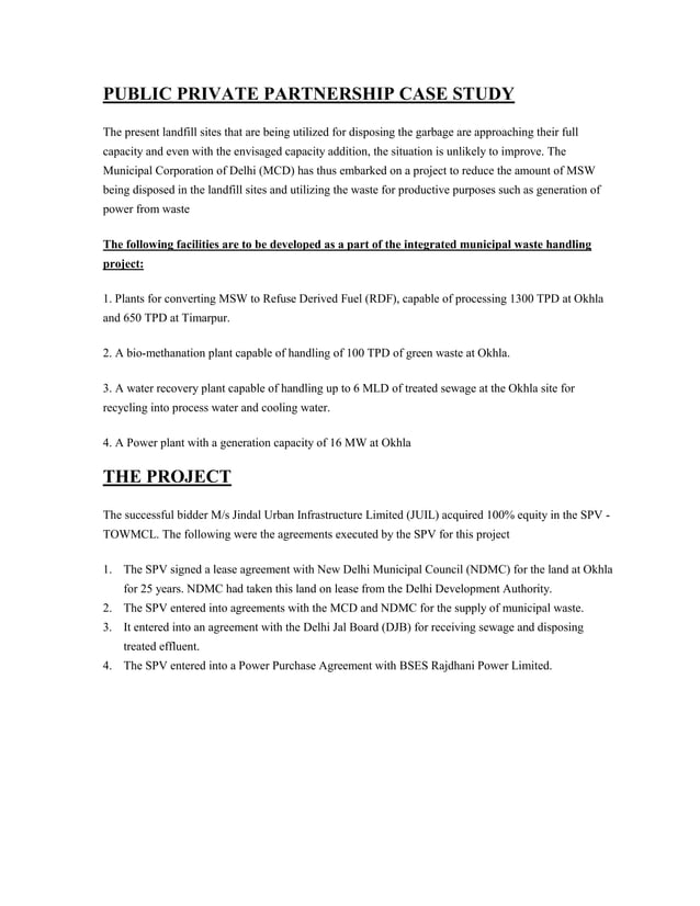 Public private Partnership case study | PDF