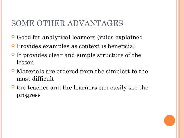 Advantages and disadvantages of presentation methods in EFL | PPT