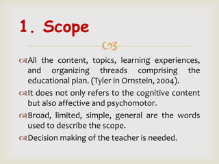 Dimensions and Principles of Curriculum Design | PPTX