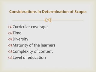 Dimensions and Principles of Curriculum Design | PPTX