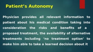 Bioethics- Case study on Autonomy and Decision making in medicine | PDF