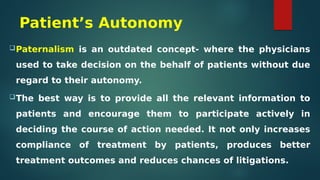 Bioethics- Case study on Autonomy and Decision making in medicine | PDF