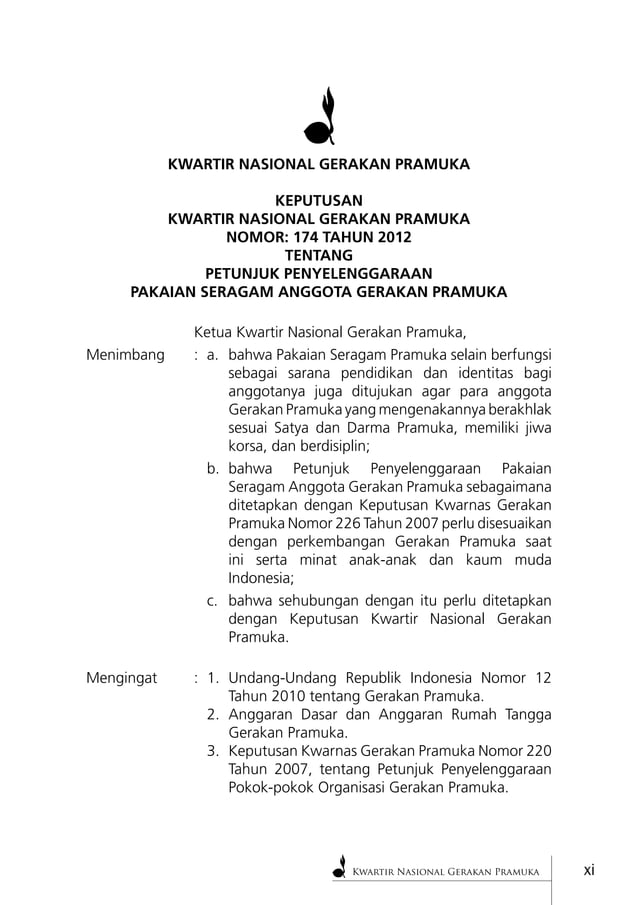 PP Pakaian Seragam Anggota Gerakan Pramuka Keputusan Kwartir Nasional ...
