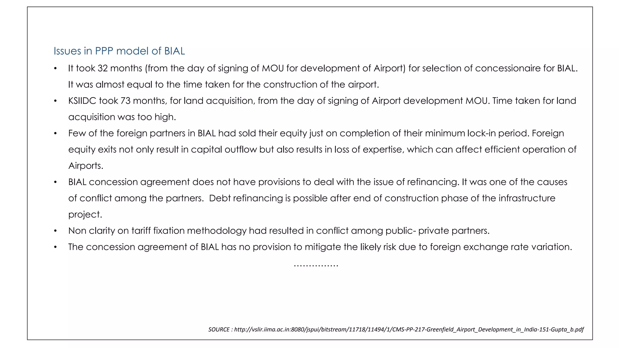 PPP Bangalore airport presentation | PDF
