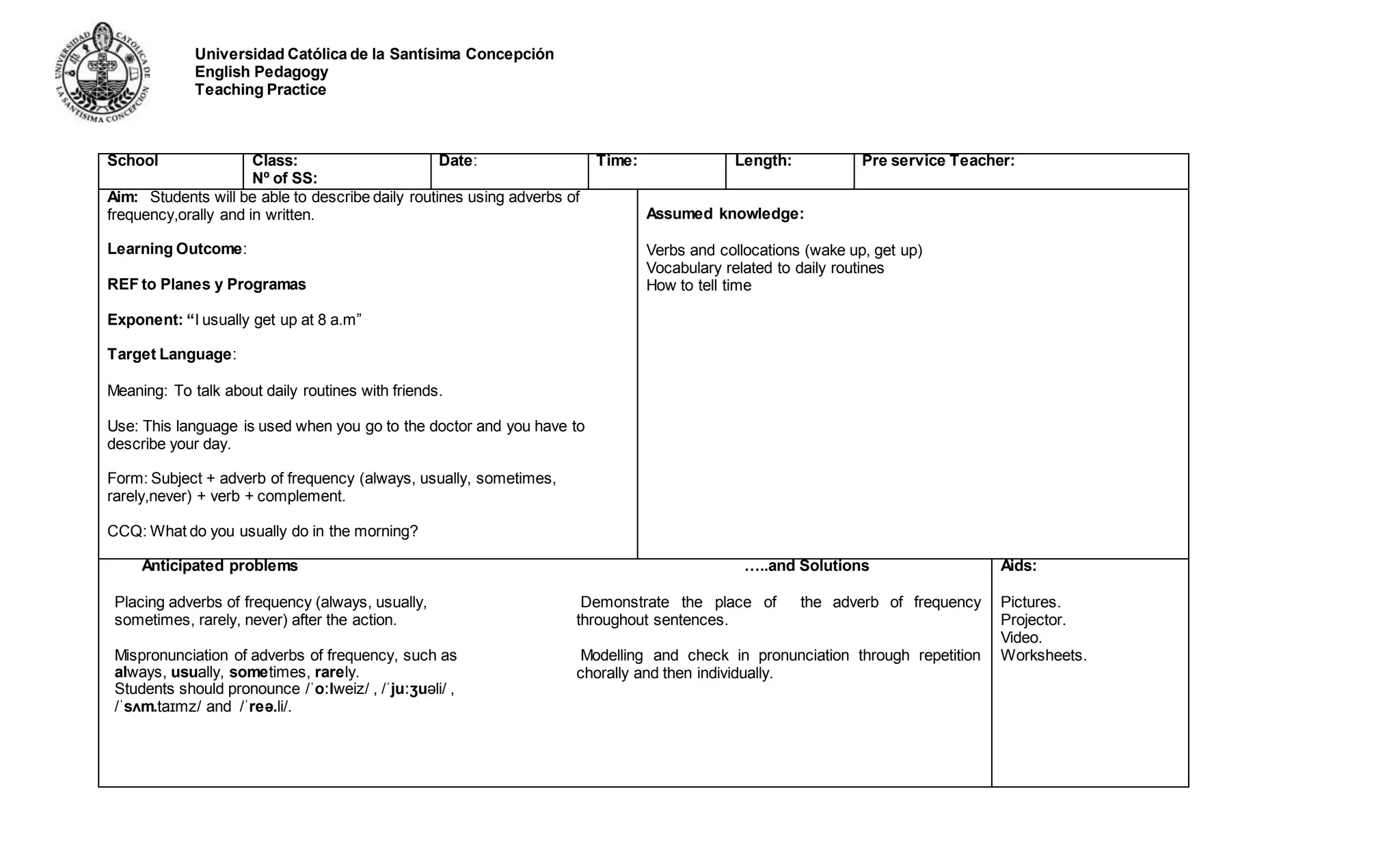 Ppp lesson plan format (listo | DOCX