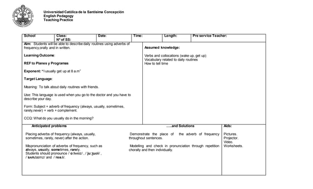 Ppp lesson plan format (listo | DOCX | Homework and Study | Education
