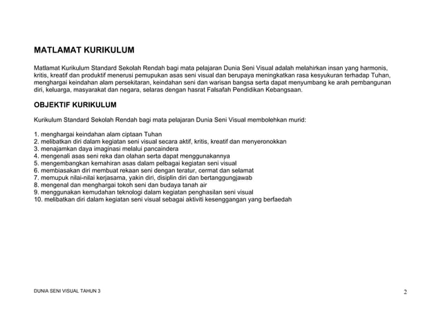 Pppm dunia seni visual tahun 3 copy | PDF