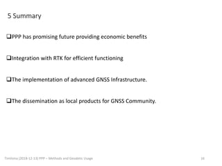 PPP methods and geodetic usage | PDF