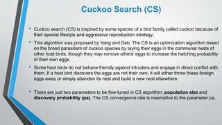 Economic load dispatch problem solving using "Cuckoo Search" | PPTX