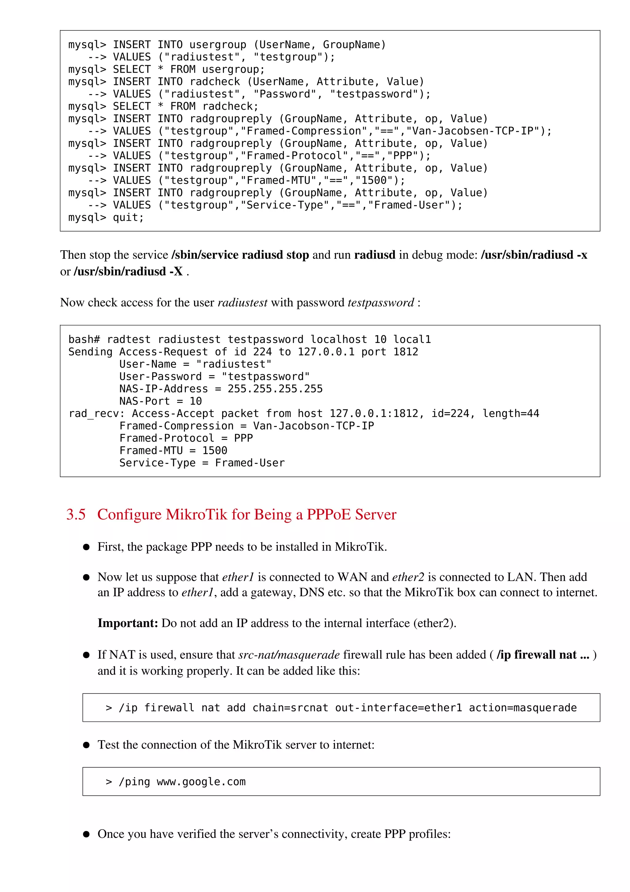 PPPoE With Mikrotik and Radius | PDF