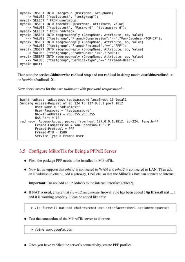 PPPoE With Mikrotik and Radius | PDF