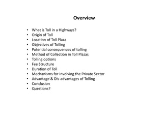 Presentation on Closed Toll & Toll Systems | PPTX