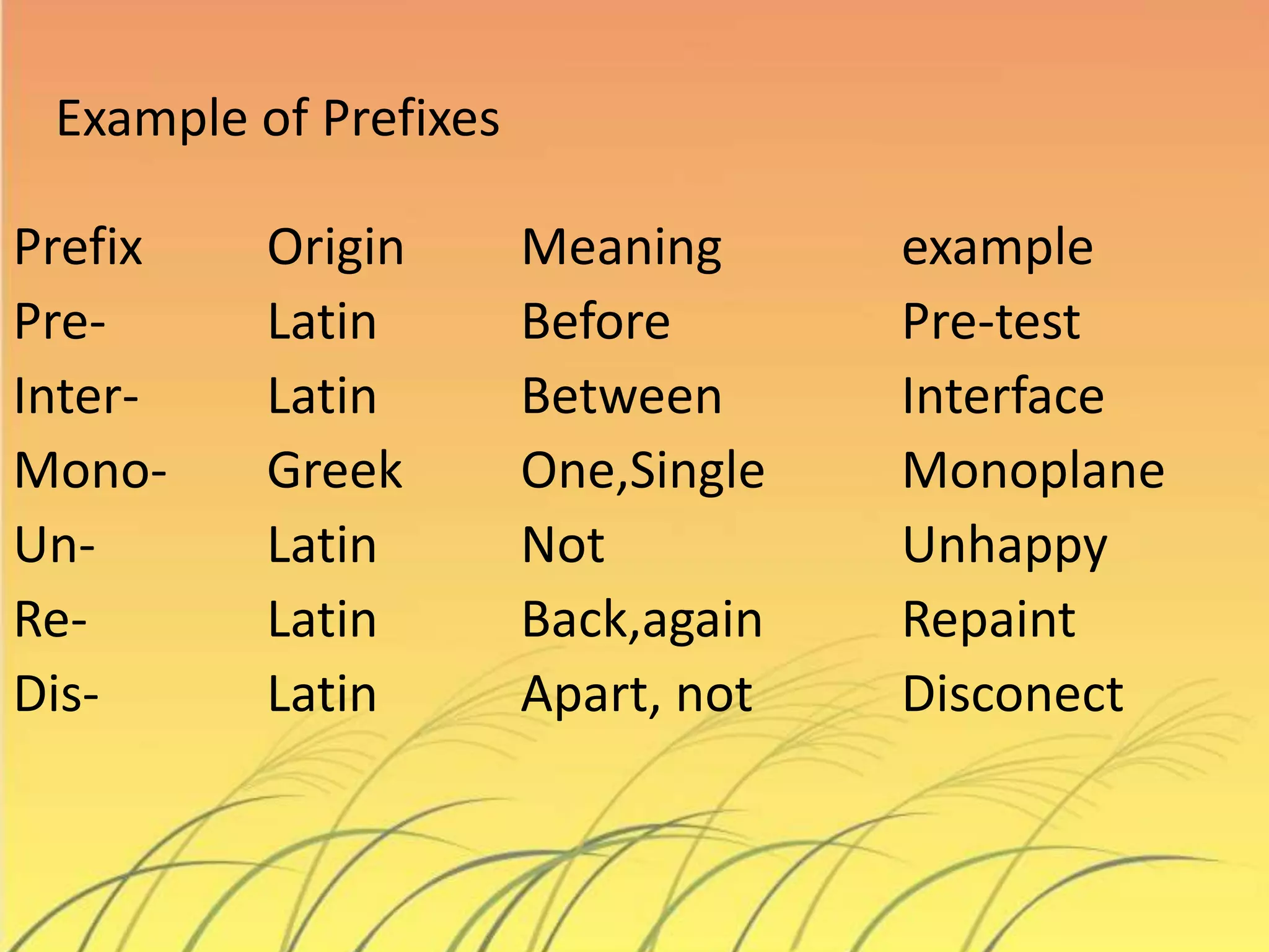 Prefixes and Suffixes | PPTX
