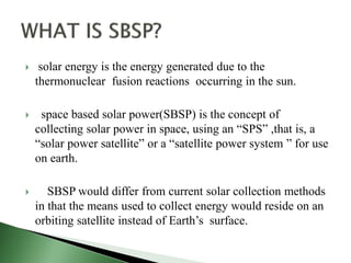 SPACE BASED SOLAR POWER (2019) | PPTX | Physics | Science