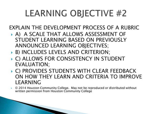 Developing an Educational Rubric for Learning Objectives to Support ...