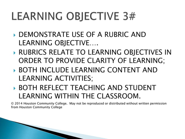 Developing an Educational Rubric for Learning Objectives to Support ...