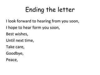 writing a letter | PPT