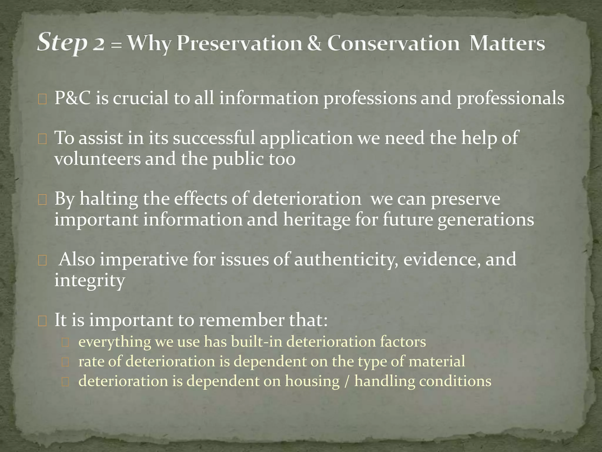 Preservation and conservation in your local museum | PPTX