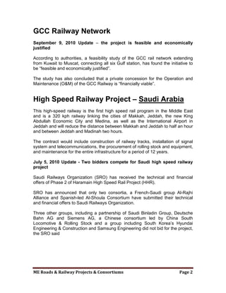 ME Roads & Railway Projects & Consortiums, Feb., 2011 Loay Ghazaleh | PDF