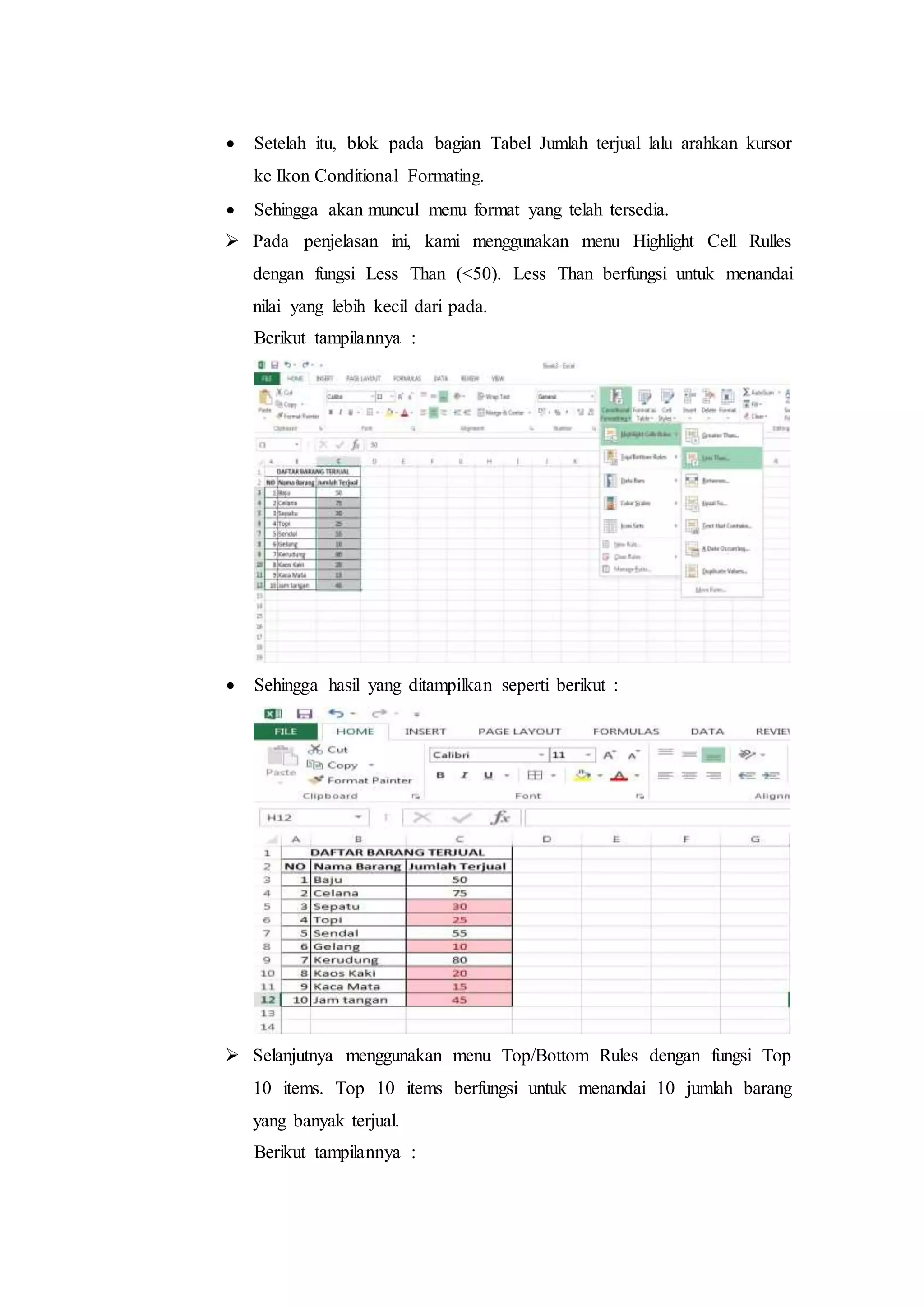 PENGGUNAAN FITUR NUMBER DAN STYLE PADA MICROSOFT OFFICE EXCELL 2013 | PDF