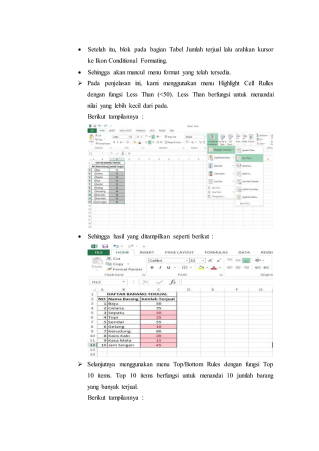 PENGGUNAAN FITUR NUMBER DAN STYLE PADA MICROSOFT OFFICE EXCELL 2013 | PDF
