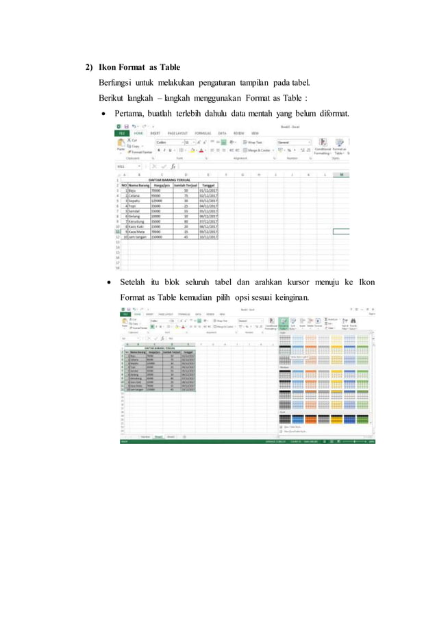 PENGGUNAAN FITUR NUMBER DAN STYLE PADA MICROSOFT OFFICE EXCELL 2013 | PDF