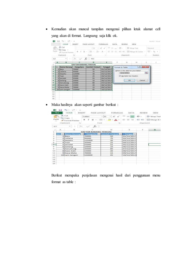 PENGGUNAAN FITUR NUMBER DAN STYLE PADA MICROSOFT OFFICE EXCELL 2013 | PDF
