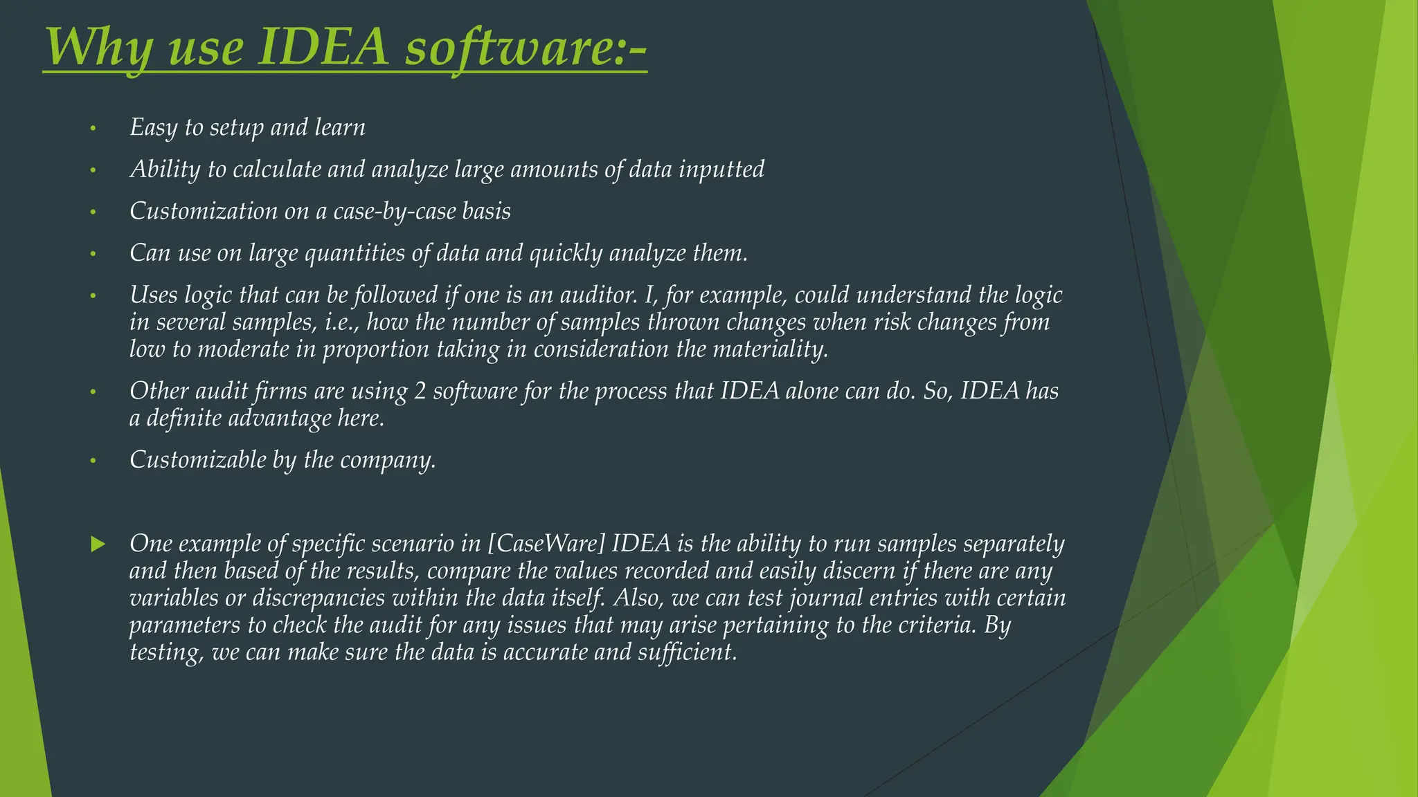 Presentation on IDEA auditing software CA | PPTX
