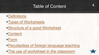 Worksheets Power Point Presentation | PPTX