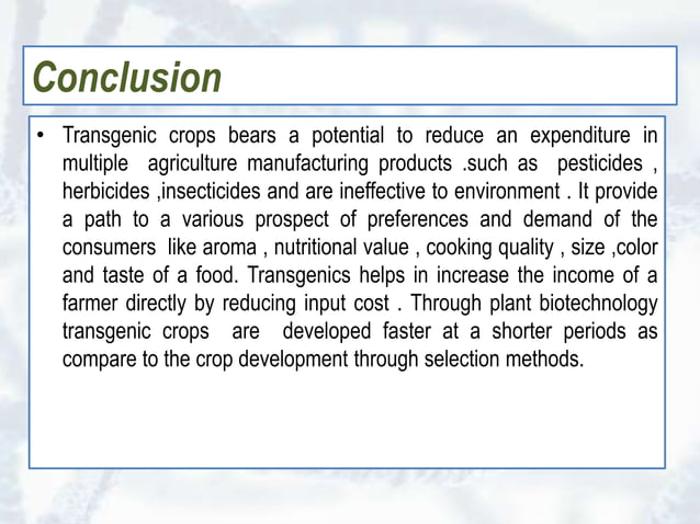 Transgenics in crop improvement | PPTX