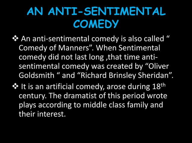 Write a note on representation of class in Anti-sentimental comedy | PPTX
