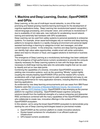 Fast Scalable Easy Machine Learning with OpenPOWER, GPUs and Docker | PDF