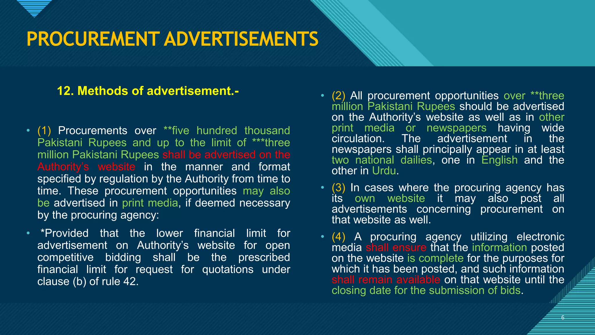 Public Procurement Planning and Advertisment | PPTX