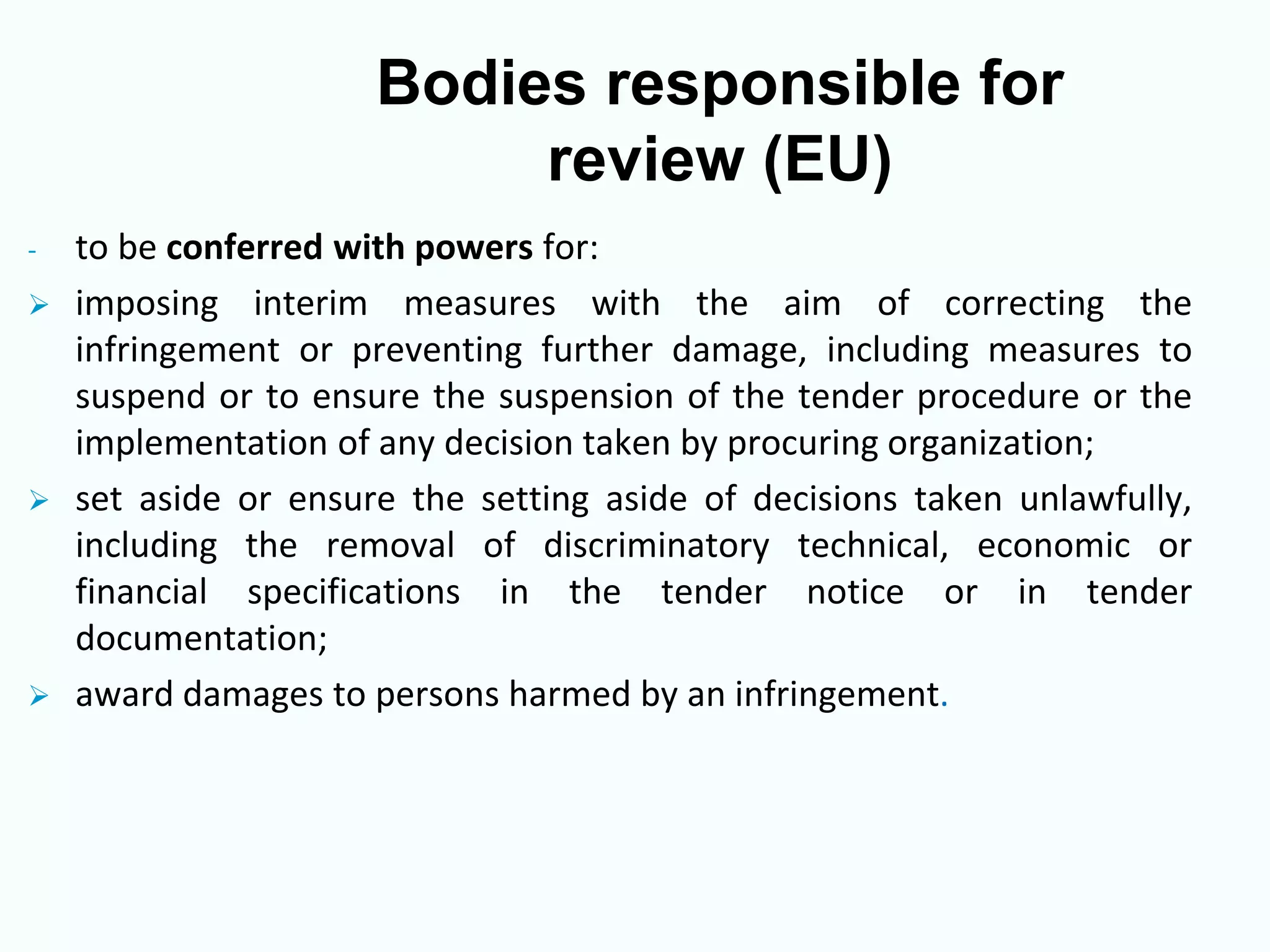 Presentation on public procurement review system in EU member states | PDF