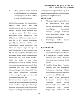 PPROGRAM KEMITRAAN MASYARAKAT (PKM) Pengembangan Pembelajaran Berbasis Kontekstual pada Guru IPS ...