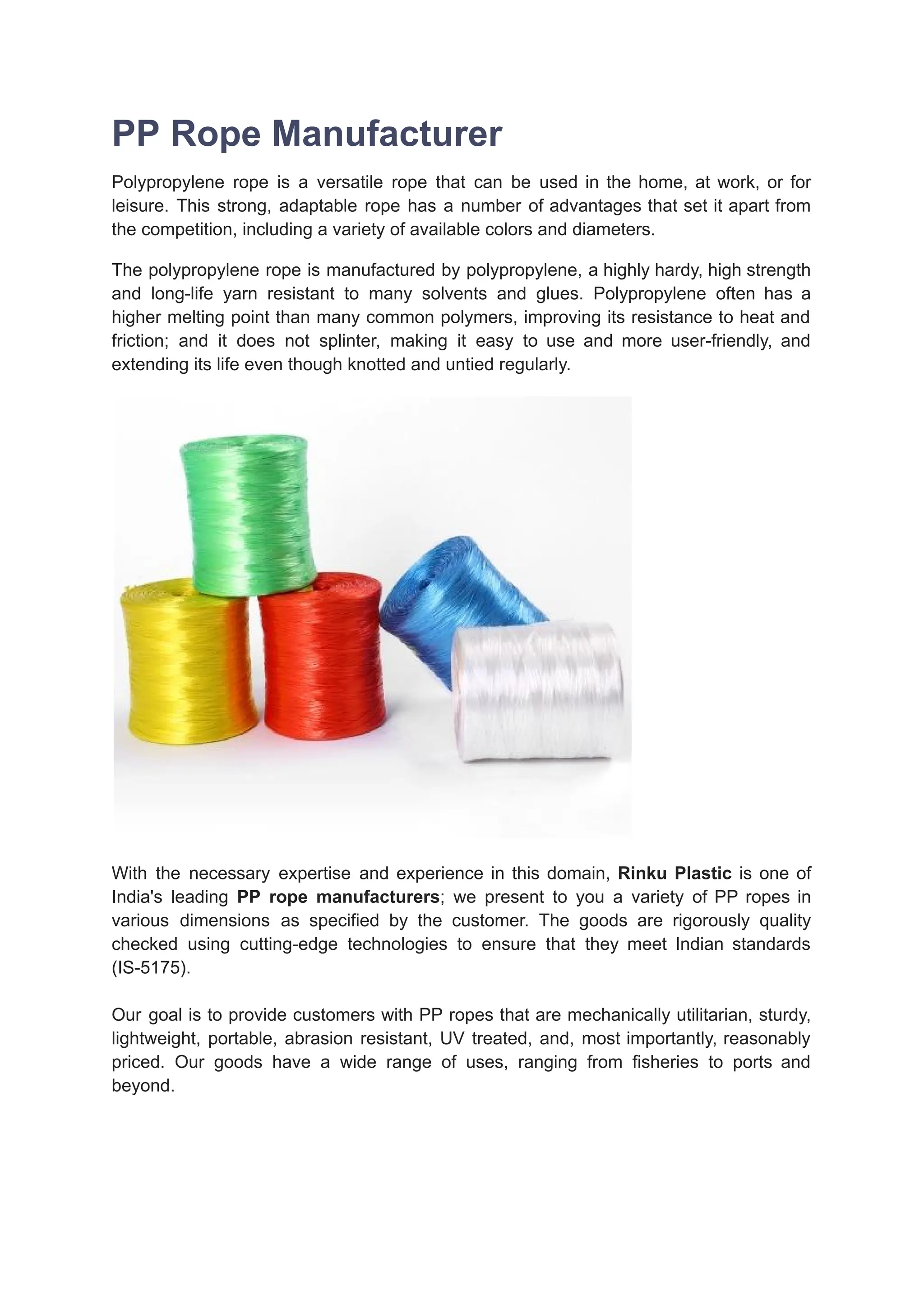 PP Rope Manufacturer | PDF