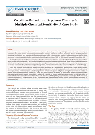 Cognitive-Behavioural Exposure Therapy for Multiple Chemical Sensitivity: A Case Study | Crimson ...