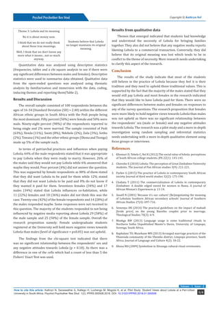 Pilot Study: Student Views about Lobola at a Peri-Urban University in ...